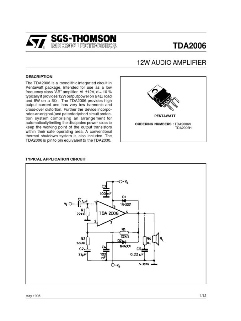 TDA2006 12W Audio Amplifier Guide | PDF | Amplifier | Electronic Circuits