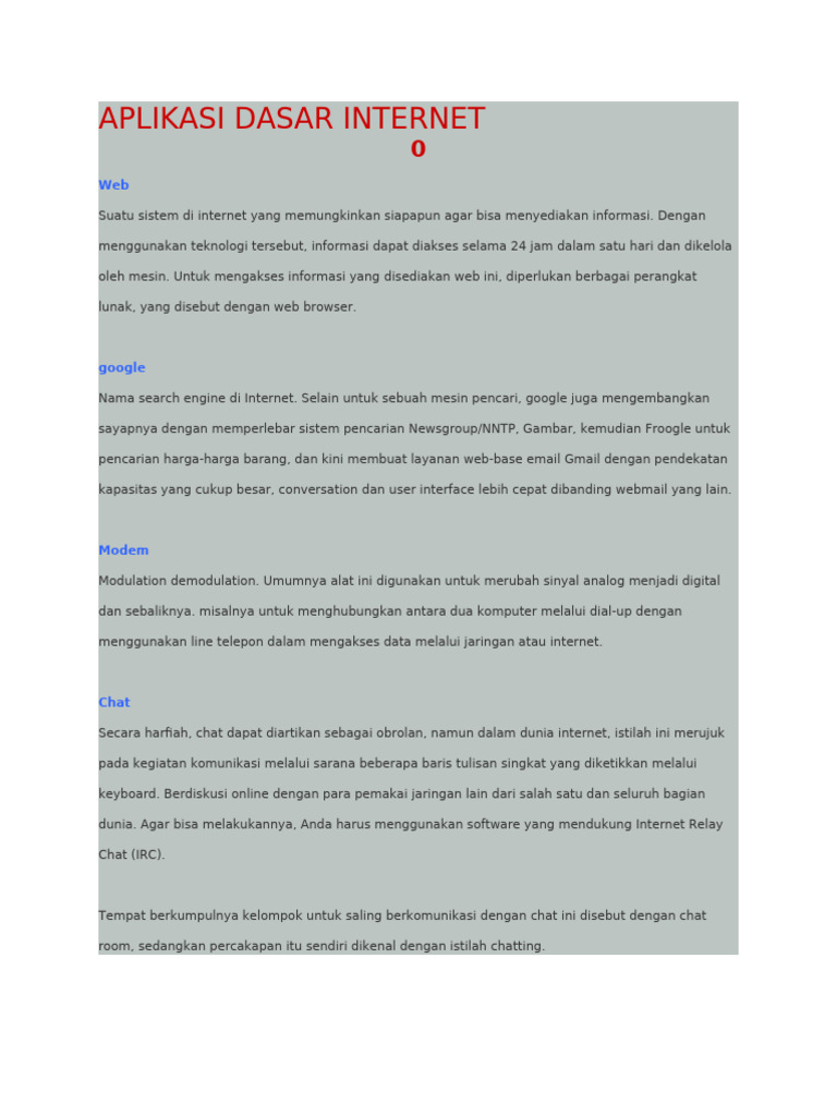Aplikasi Dasar Internet dan Istilahnya | PDF