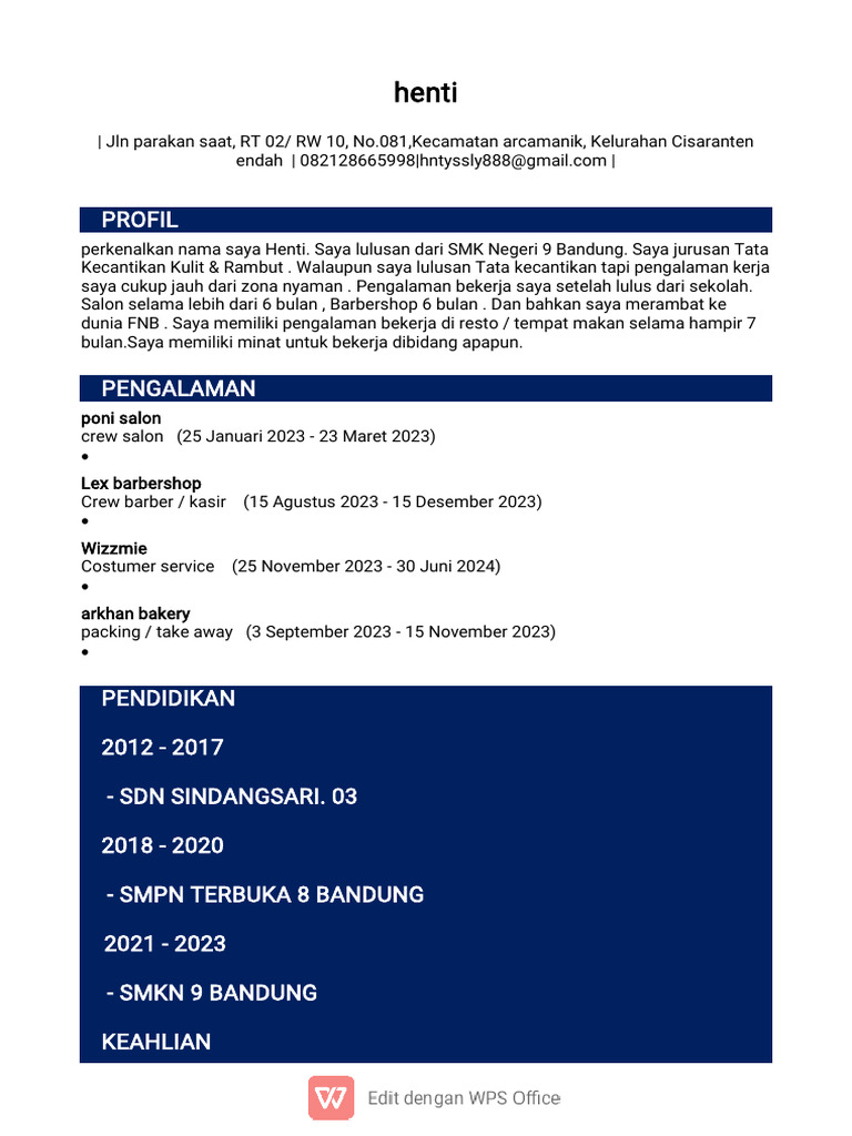 CV Kerja 2024 | PDF | Bisnis | Griya & Taman