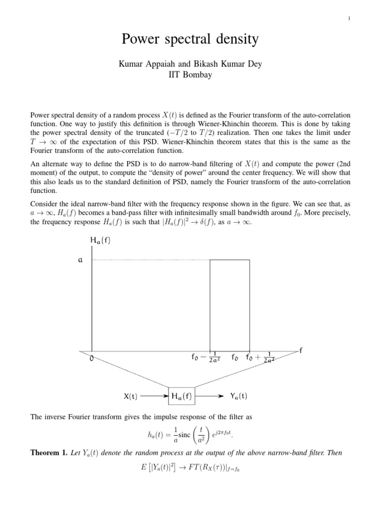 Power Spectral Density - Note by Kumar and Bikash | PDF | Spectral ...