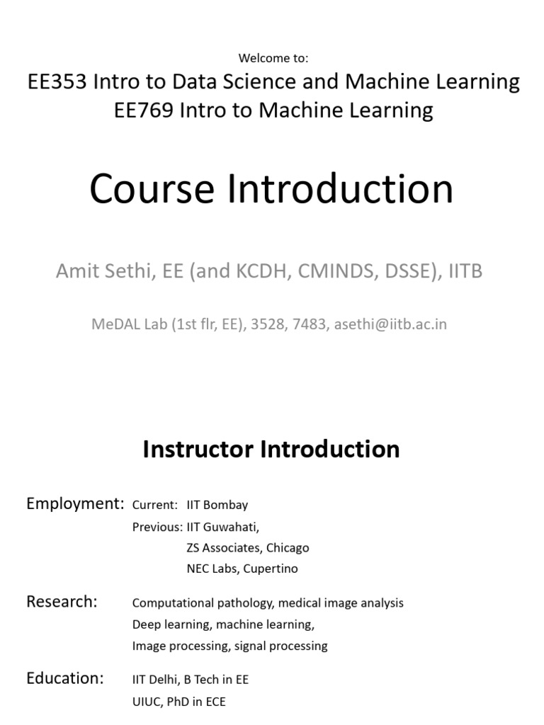 EE353 - 769 00 Course Introduction | PDF | Machine Learning | Data Science