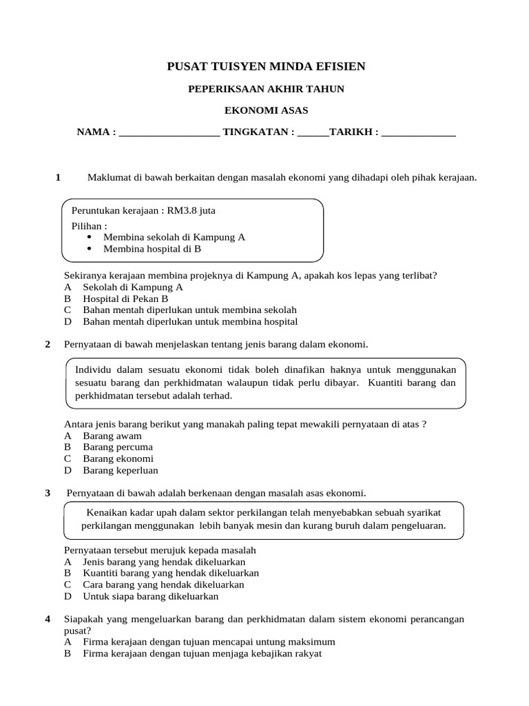 Ekonomi Asas Tingkatan 5 2022 | PDF
