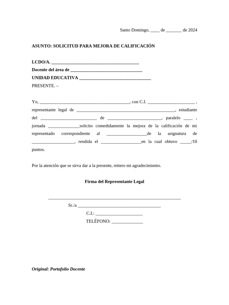 Solicitud de Mejora de Calificación | PDF