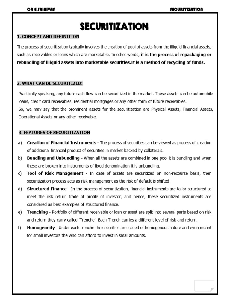 1 Securitisation | PDF | Securitization | Debt