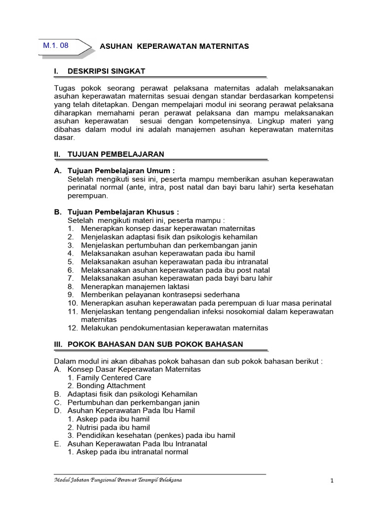 Uplid 1 Asuhan Keperawatan Maternitas | PDF