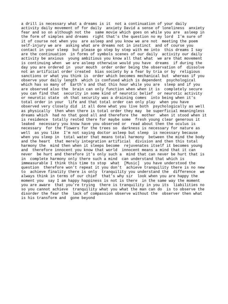 (English) Are Dreams Necessary - J. Krishnamurti (DownSub - Com) | PDF ...