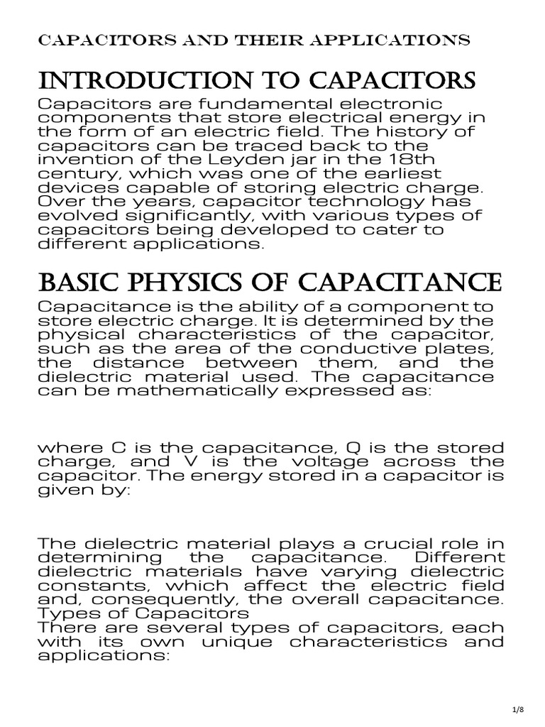 Introduction To Capacitors: Basic Physics of Capacitance | PDF | Science & Mathematics | Computers