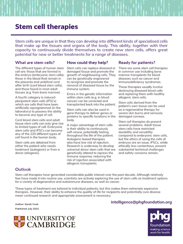 What Is Stem Cell Therapy | PDF | Stem Cell | Cell Therapy