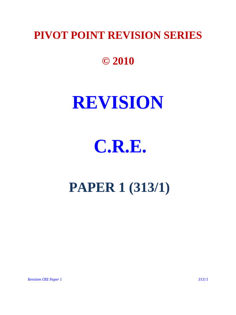 Cre Paper 1 Revision Booklet | PDF