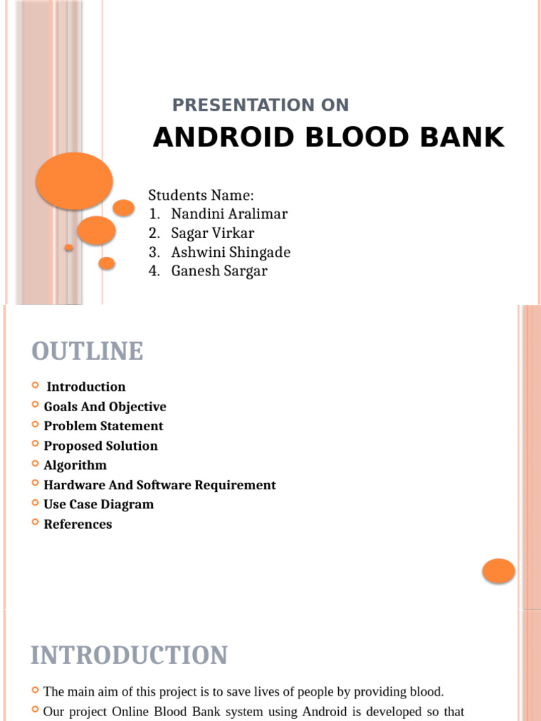 Android Blood Bank System Overview | PDF | Android (Operating System) | Software