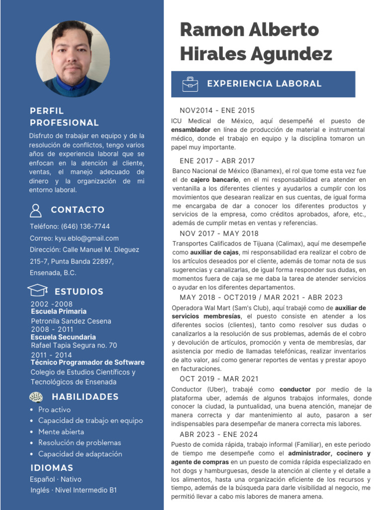 Currículum Vitae Ramon Alberto Hirales Agundez | PDF | Crecimiento personal y profesional