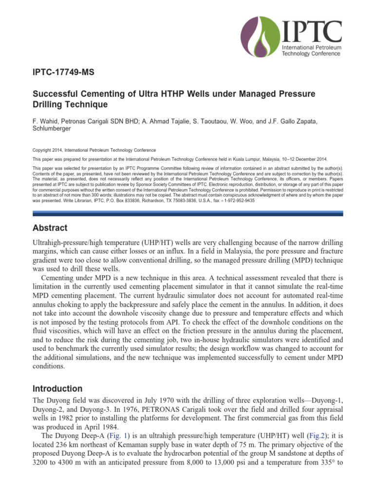 Iptc 17749 MS | PDF | Casing (Borehole) | Oil Well