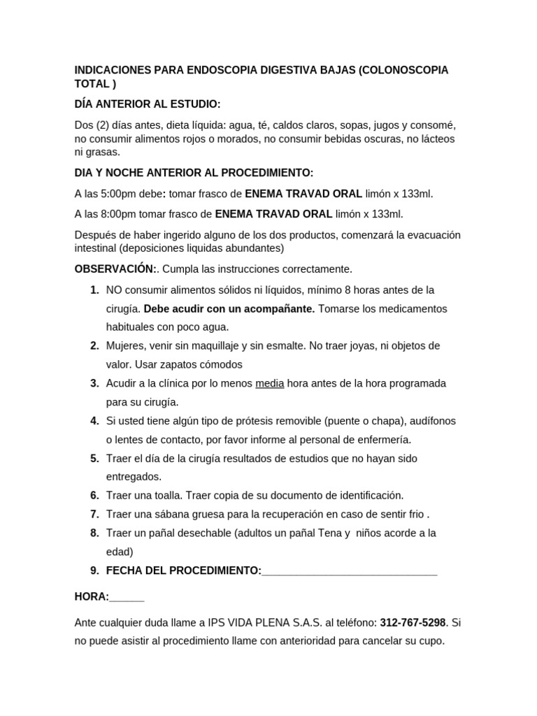 Indicaciones para Colonos | PDF | Salud y bienestar