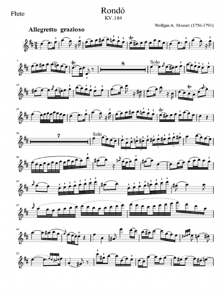 W.A.Mozart - Rondo in D K.184 | PDF