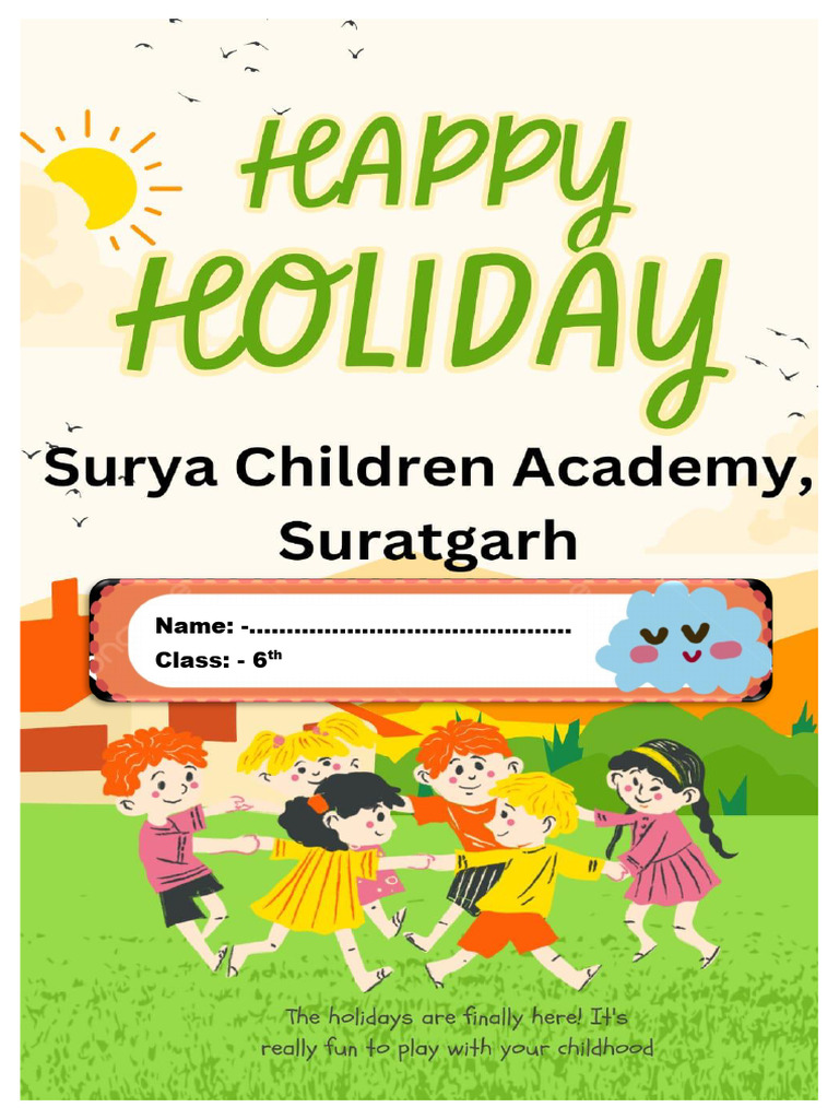 Class 6th Holiday Holiday Homework | PDF