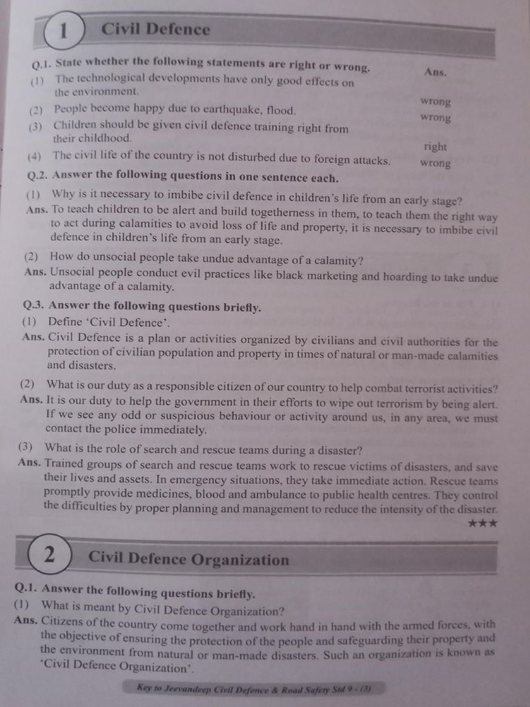 Civil Defence and Road Safety (Std-9th) | PDF