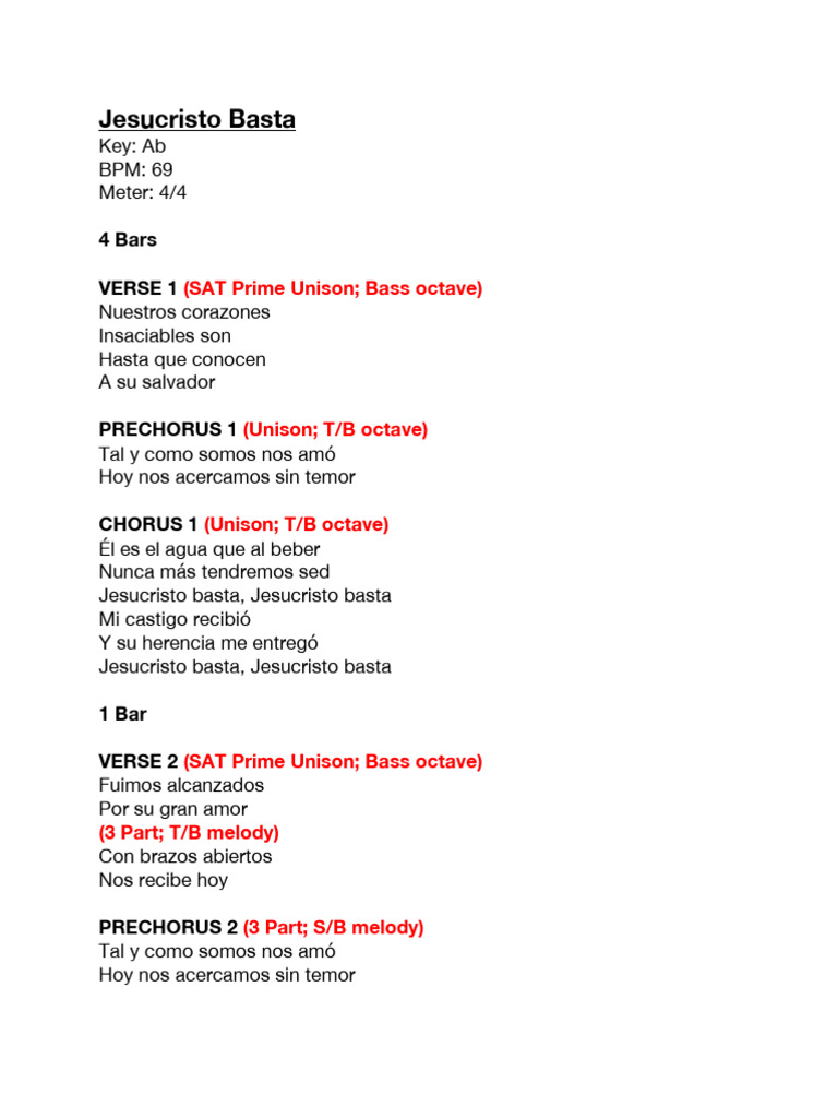 Jesucristo Basta - Ab - Spanish Lyrics | PDF