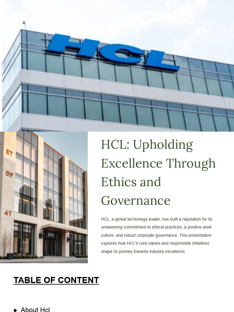 HCL Upholding Excellence Through Ethics and Governance | PDF ...