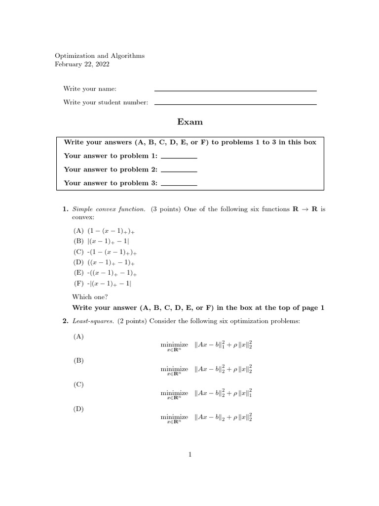2022 02 Exam Pdf Mathematical Concepts Algebra