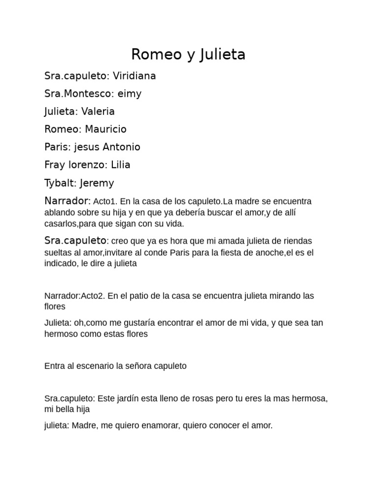 Guion de Teatro | PDF | Romeo y Julieta