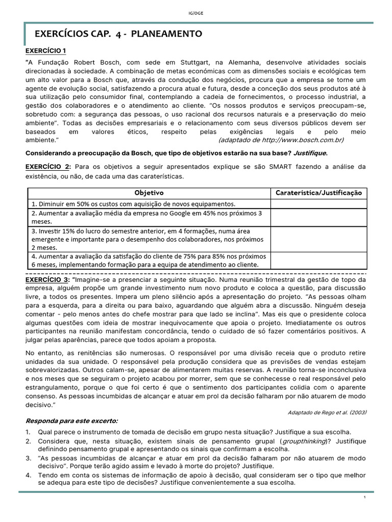 Exercicio Cap4-Planeamento | PDF | Agricultura