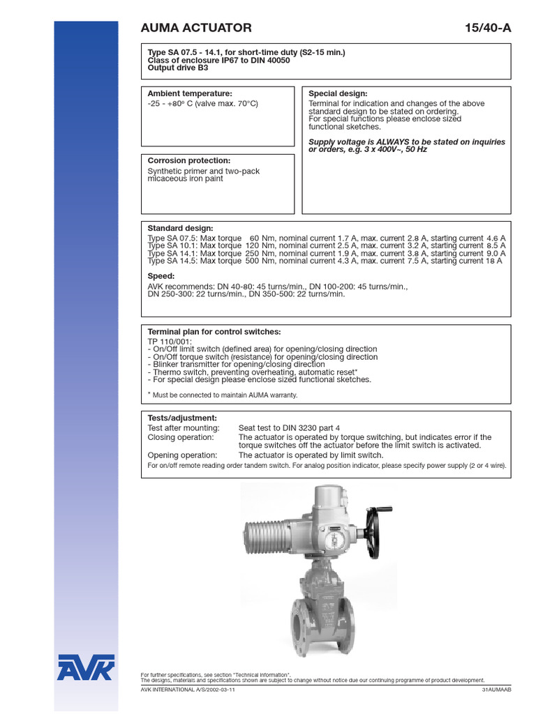 15-40 Es - Auma | PDF | Switch | Electrical Components