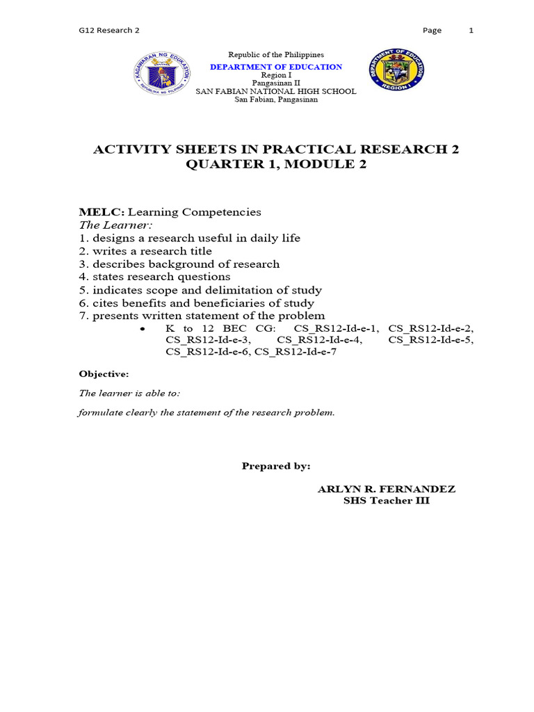 Module 2 in Practical Research 2 | PDF | Theory | Question