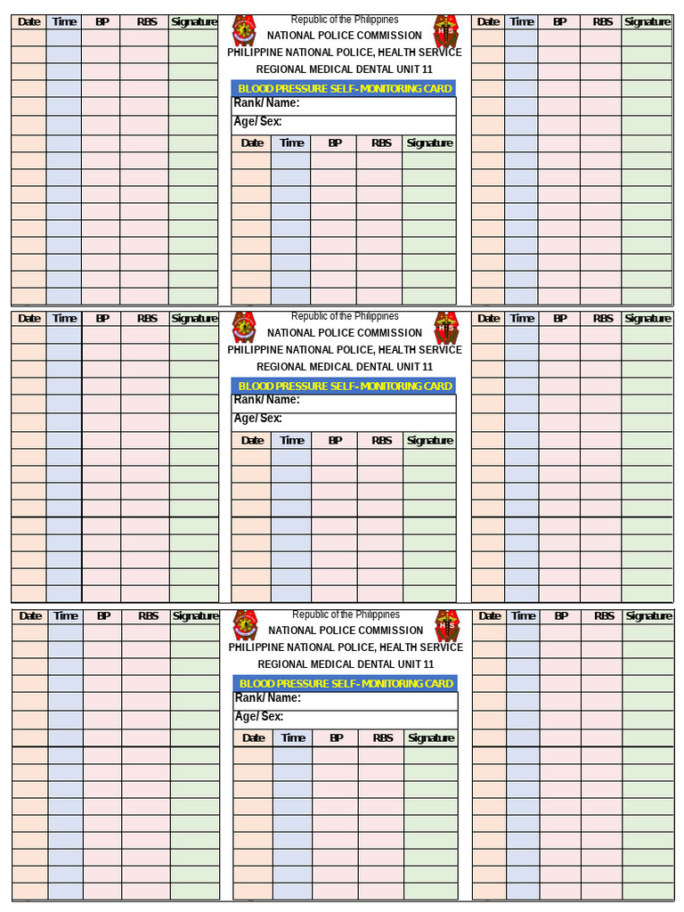 PNP Blood Pressure Monitoring Card | PDF