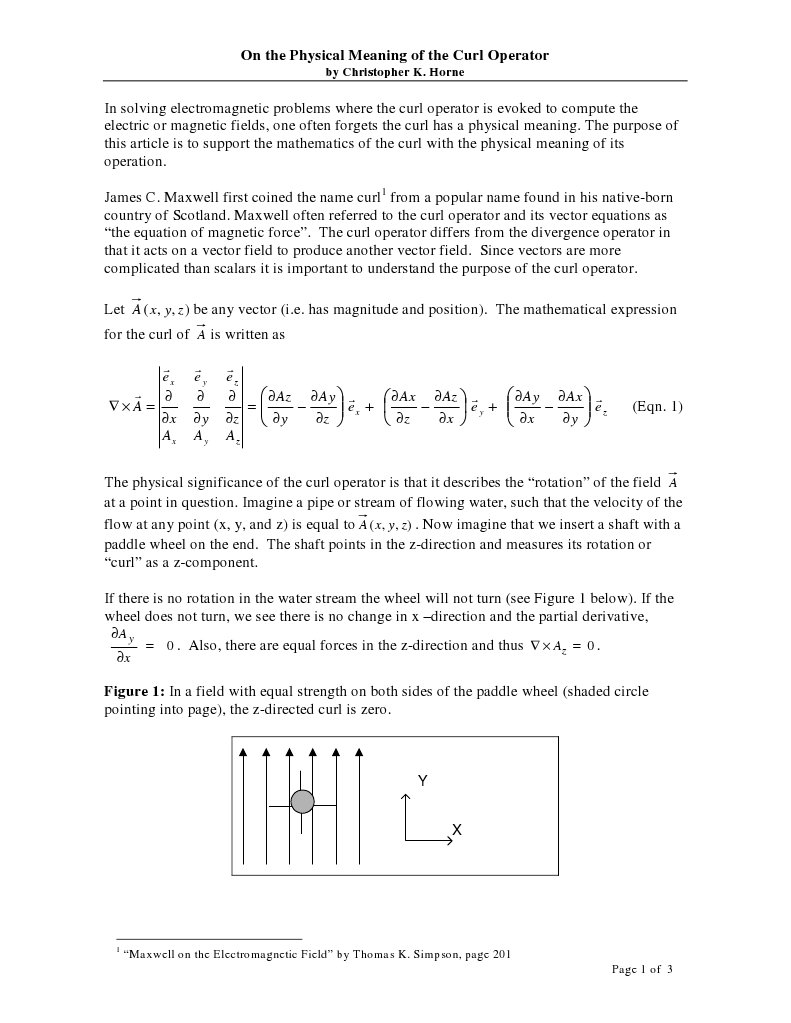 On The Physical Meaning of The Curl Operator | PDF | Spacetime ...