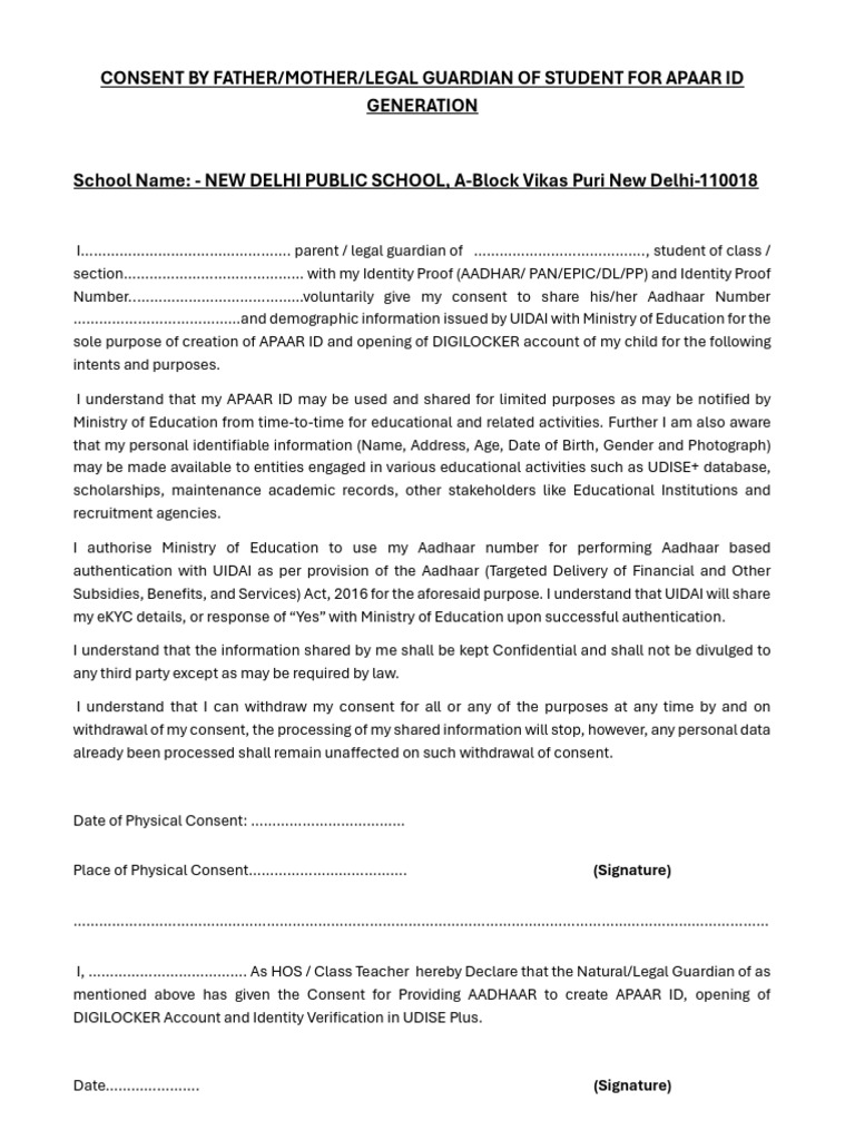 Parental Consent for Student ID | PDF | Justice | Crime & Violence