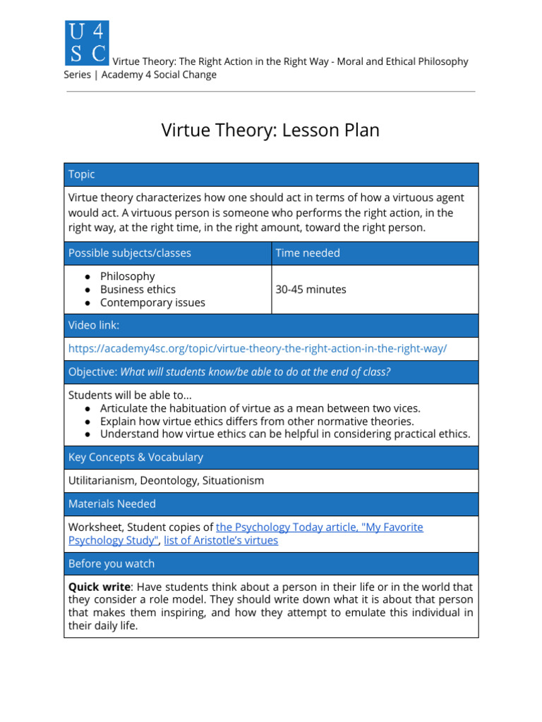 Virtue-Theory-lesson | PDF | Virtue Ethics | Virtue