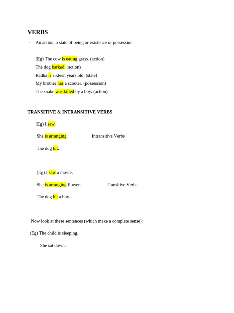 Verbs (1) | PDF | Verb | Perfect (Grammar)
