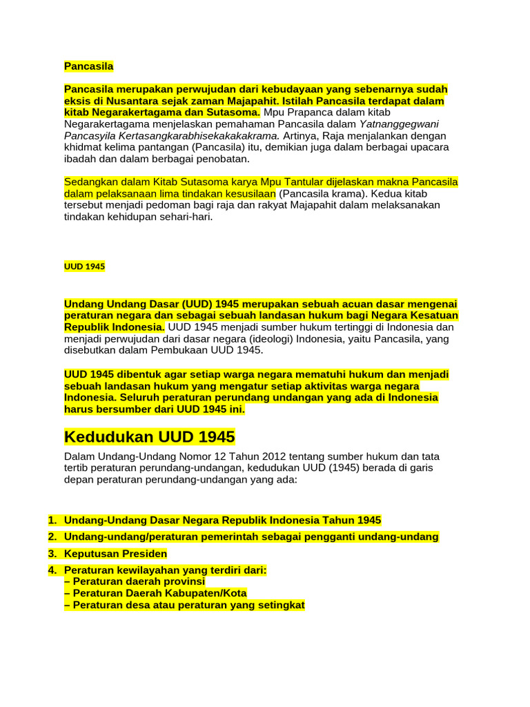 Penjelasan Tentnag Konsensus Berbangsa 4 Pancasila Uud Nkri Dan Bti | PDF