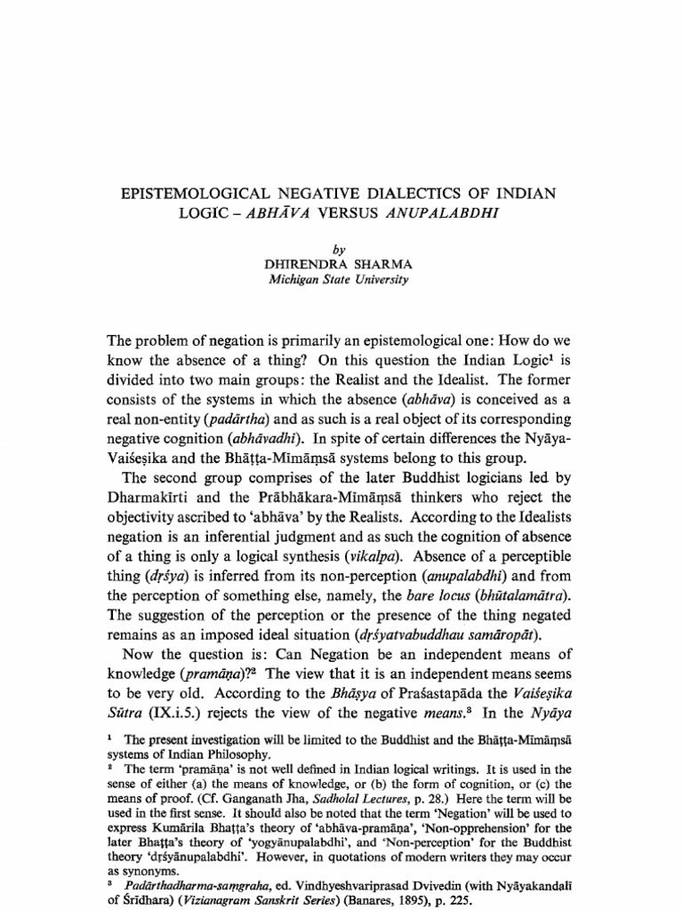 Abhava and Anupalabdhi IIJ | PDF | Logic | Epistemology