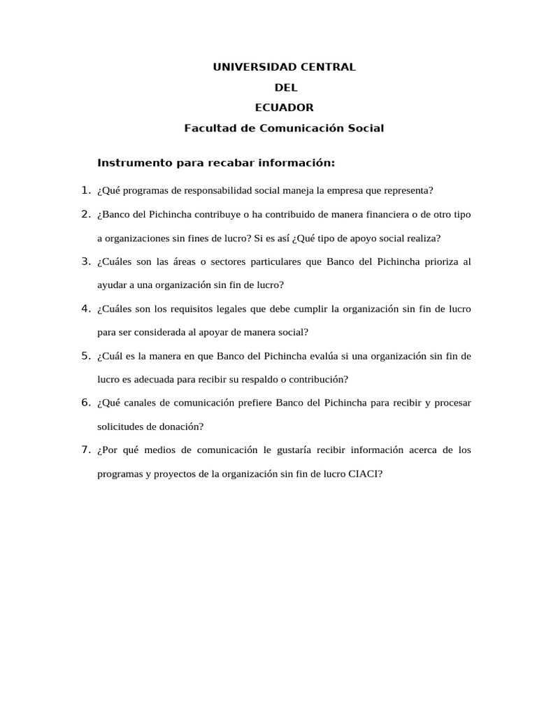 Instrumento para Recabar Informacion | PDF