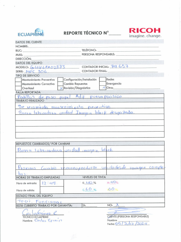 Reporte Tecnico - Andres V - MPC 306 #2 - Revision - 05-07-24 | PDF