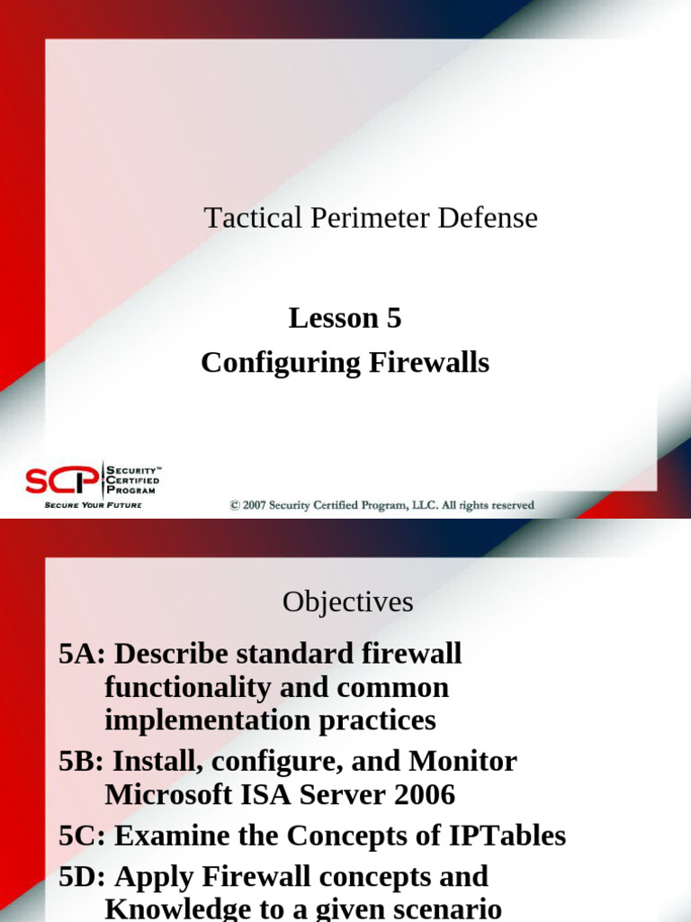 Lesson 5 - Configuring Firewalls | PDF | Firewall (Computing ...