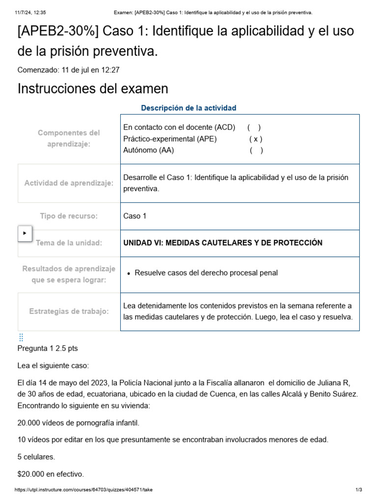 Examen - (APEB2-30%) Caso 1 - Identifique | PDF | Castigos | Justicia