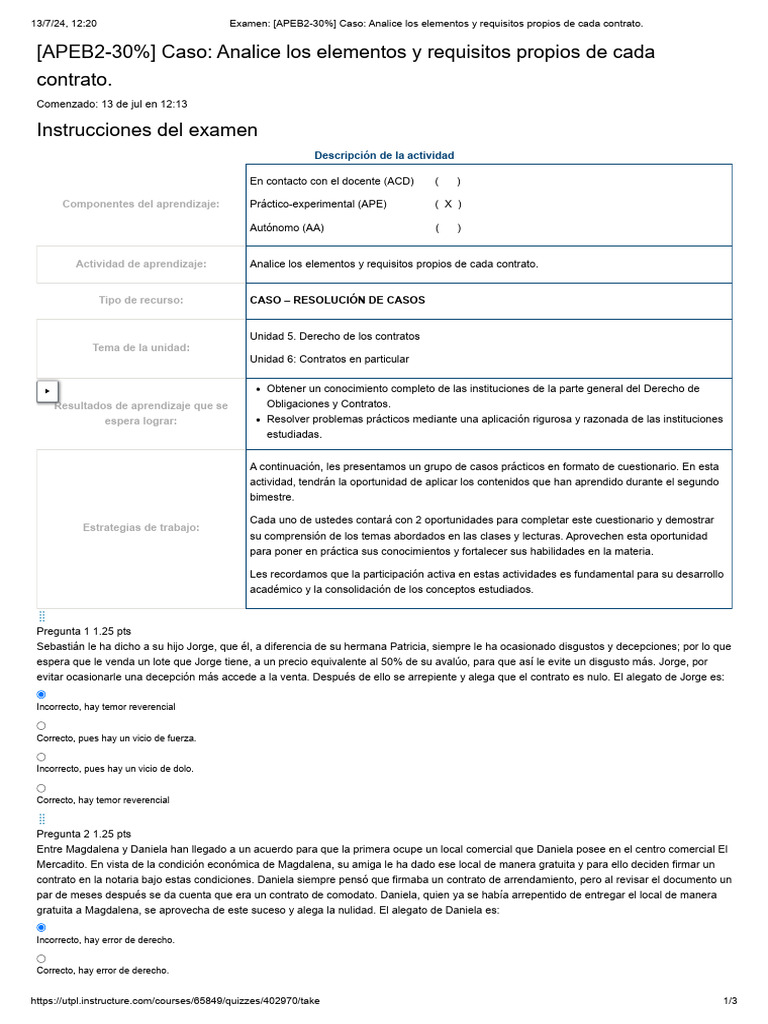 Examen - (APEB2-30%) Caso - Analice Los Elementos | PDF | Donación