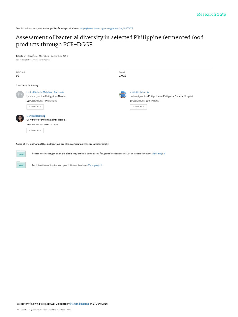 BM_PAM | PDF | Probiotic | Polymerase Chain Reaction