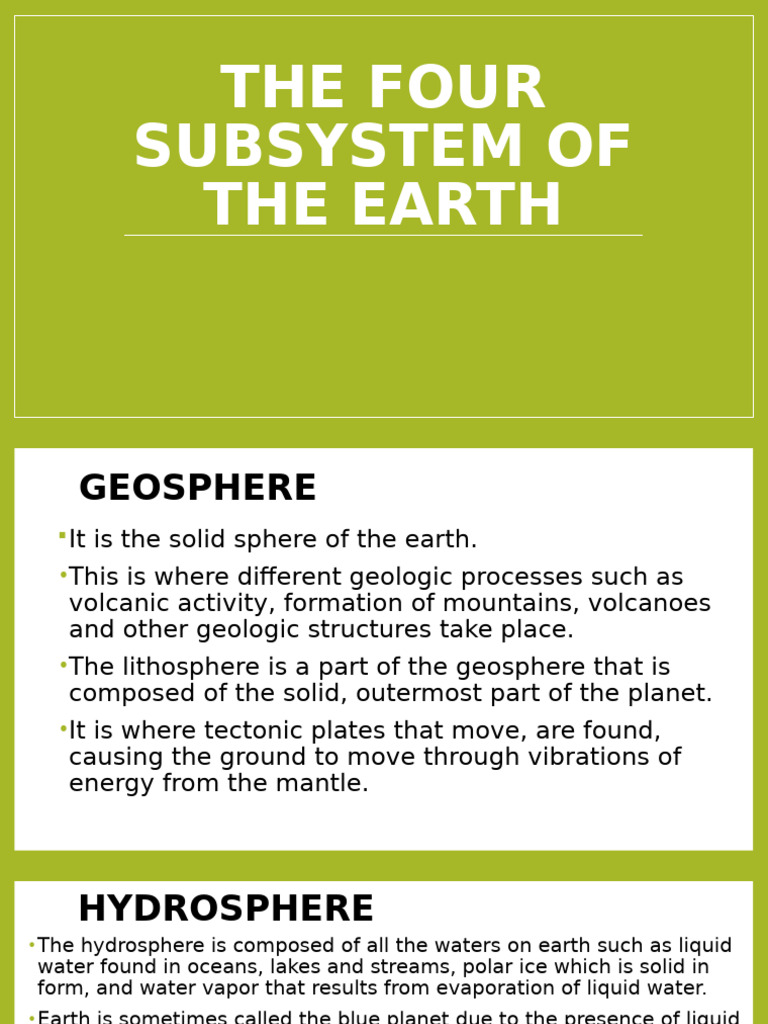 The Four Subsystem of The Earth | PDF | Earth | Minerals