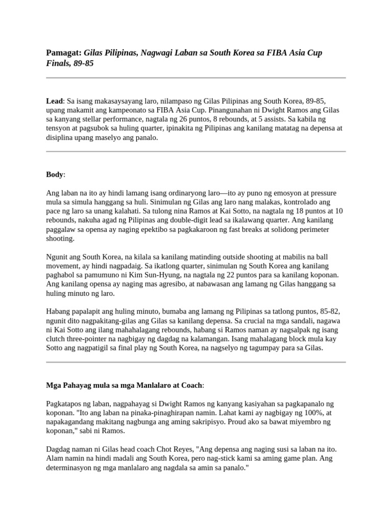 Sports News Article 2 | PDF