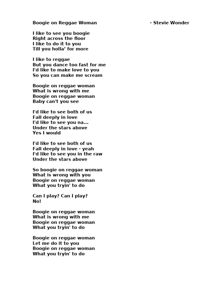 Boogie on Reggae Woman | PDF