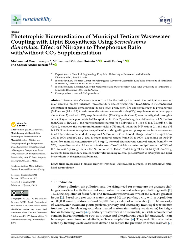 Sustainability 15 01409 v3 | PDF | Algae Fuel | Analysis Of Variance