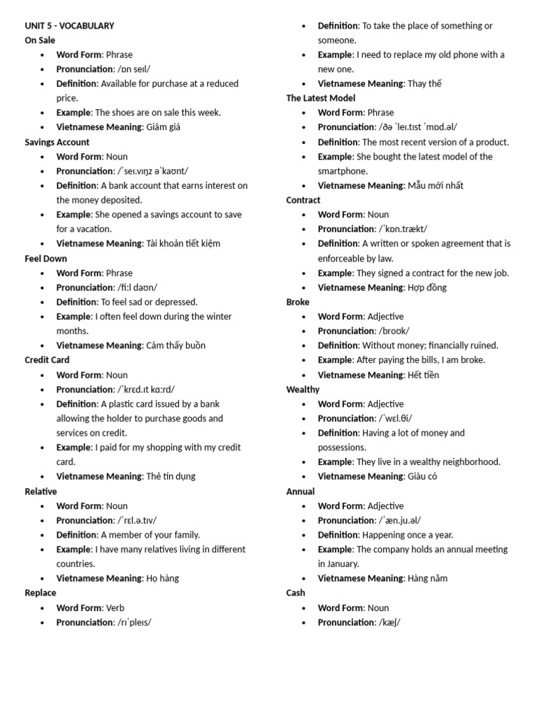 UNIT-5-vocab | PDF | Word | Adjective
