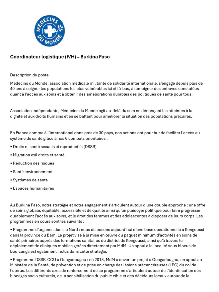 Coordinateur Logistique | PDF