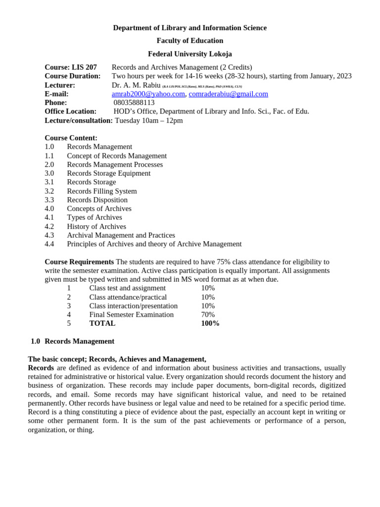 Lis 207-1 | PDF | Records Management | Archive