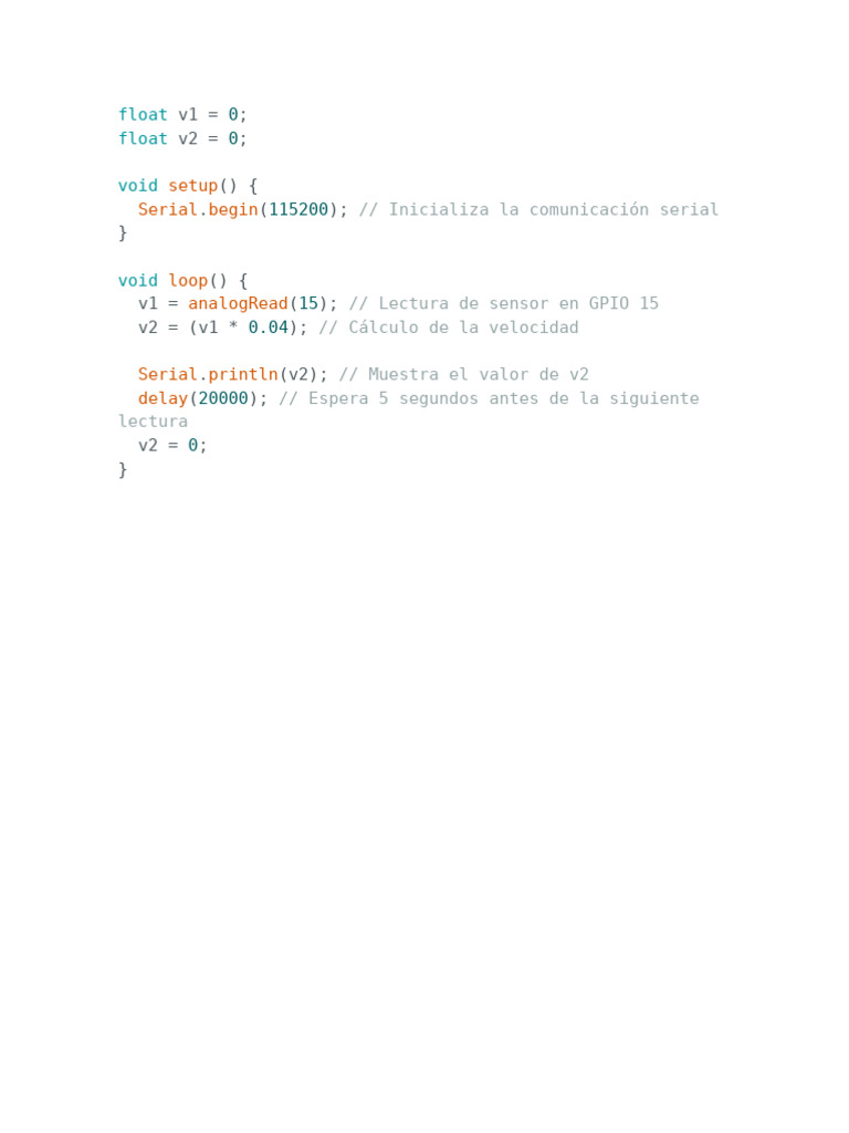 Lectura y cálculo de velocidad en Arduino | PDF