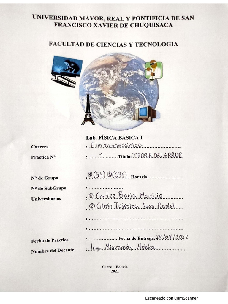 Practica N°1 Lab. Fis100 | PDF