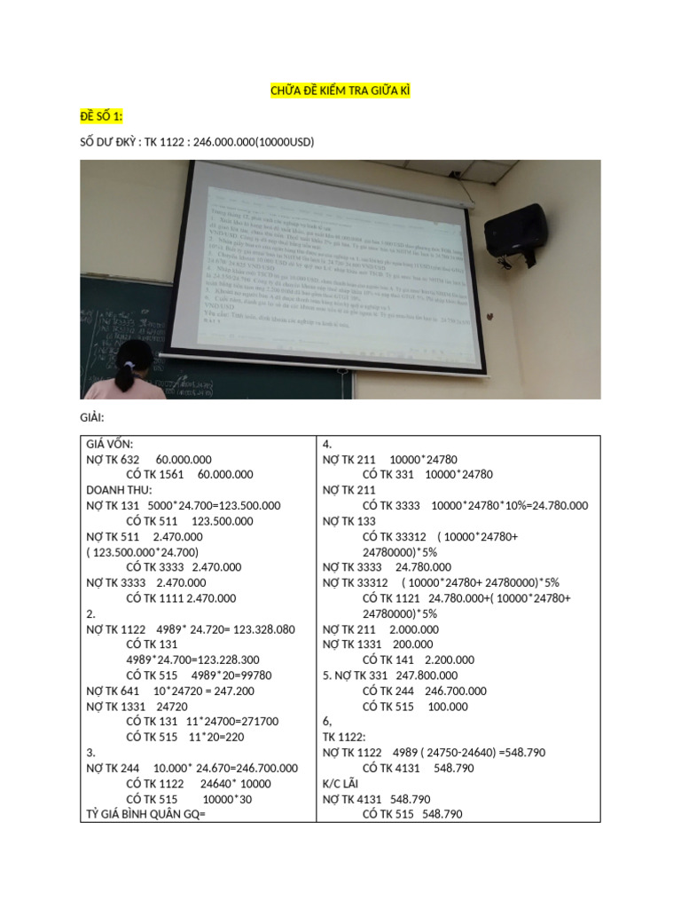 CHỮA ĐỀ KIỂM TRA GIỮA KÌ-KTTC2 | PDF